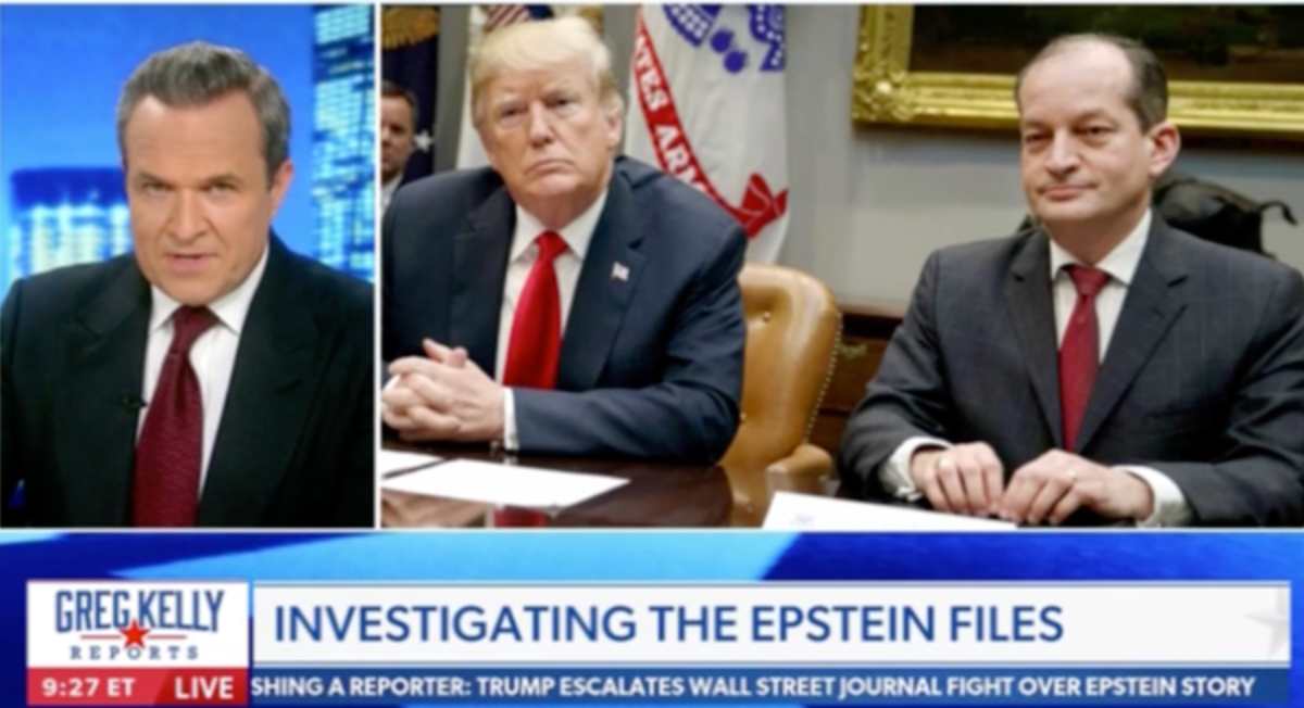 Newsmax host tries to rehabilitate Newsmax board member Alex Acosta’s sweetheart plea deal for ...